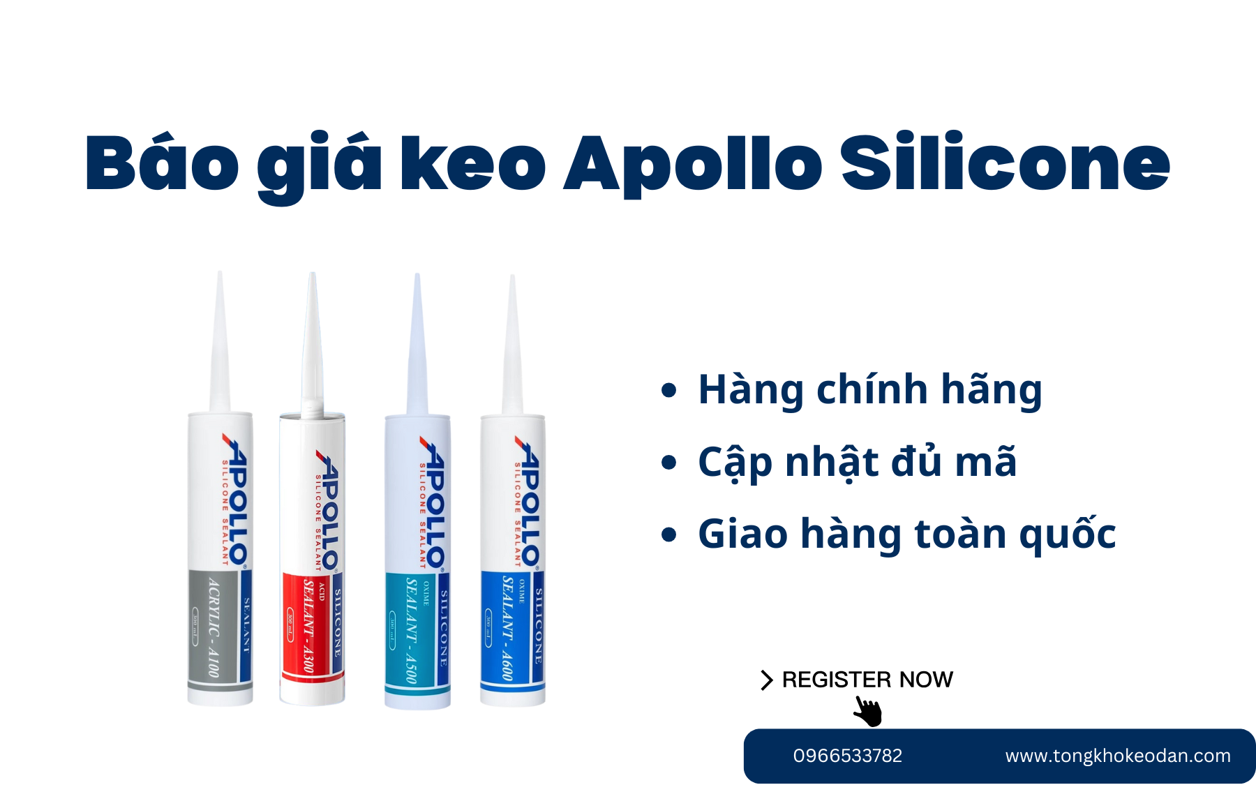 Bảng báo giá keo Apollo silicone | A100, A200, A300, A500..